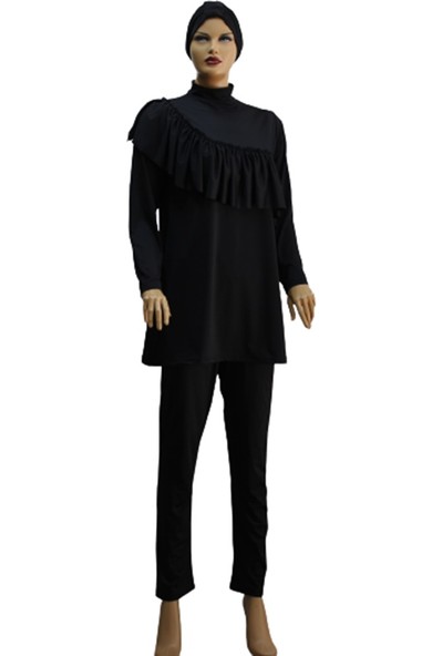 Eflin Kadın Giyim Hasema Siyah Çapraz Büzgülü Tam Kapalı Tesettür Mayo Büyük Beden Seçenekli Eflin Kadın Giyim Hasema Siyah Çapraz Büzgülü Tam Kapalı Tesettür Mayo Büyük Beden Seçenekli