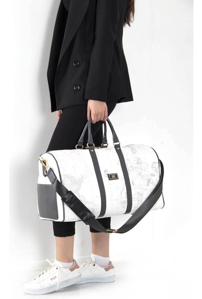 Silver Polo Beyaz Tek Bölmeli Kadın Seyahat Çantası SP1067