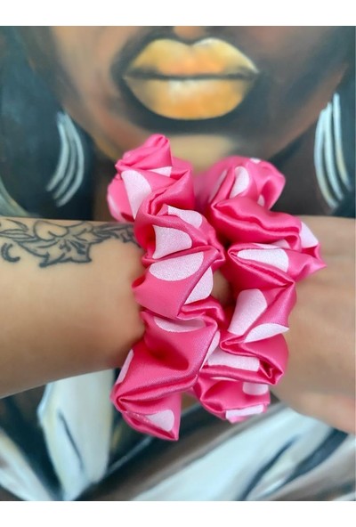 Rengarenk Scrunchies 2li Pembe Mini Scrunchie Kumaş Simit Toka