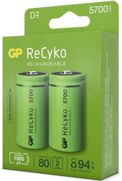 Gp 5700 Ma Nı-Mh 1.2V Büyük D Boy Şarjlı Pil 2lı Paket (120570DHCB-C2) Gp 5700 Ma Nı-Mh 1.2V Büyük D Boy Şarjlı Pil 2lı Paket (120570DHCB-C2)