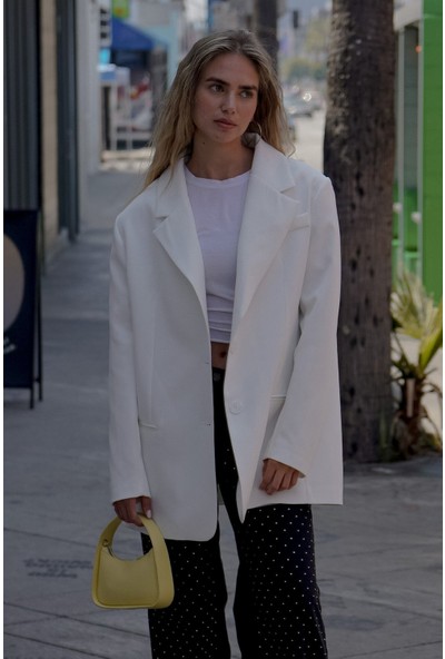 Suud Collection Ekru Oversize Dad Blazer Ceket