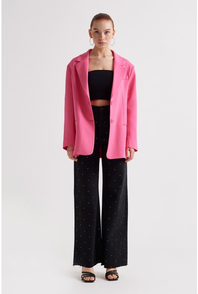 Suud Collection Pembe Oversize Dad Blazer Ceket