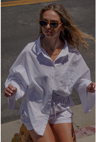 Suud Collection Beyaz Kimono Gömlek
