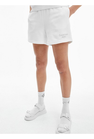 Calvin Klein J20J218044YAF Lastikli Geniş Fit Beyaz Kadın Şort
