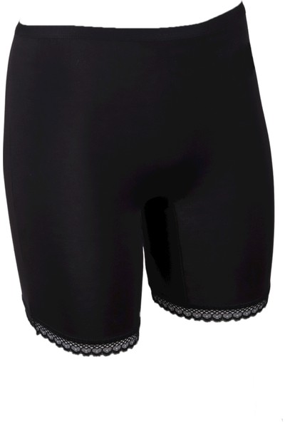 Belinay Kadın Kısa Paçası Dantelli Modal Tayt 0248 | Siyah