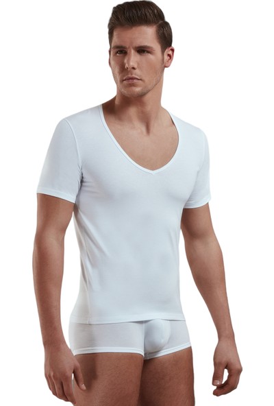 Doreanse Erkek Modal Derin V Yaka Kısa Kol T Shirt 2820 | Beyaz Doreanse Erkek Modal Derin V Yaka Kısa Kol T Shirt 2820 | Beyaz