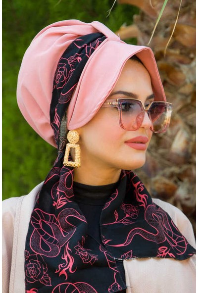 Karışık Cadde Pudra Siyah Şapkalı Bone