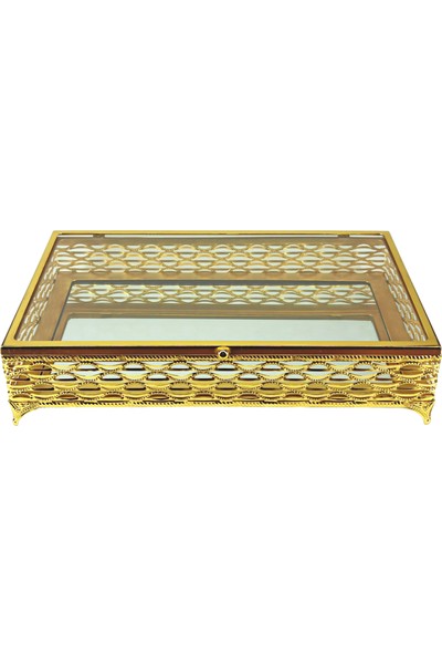 Şekerci İsmet Gondol Kapaklı Desenli Sandık Altın Renk Şekerci İsmet Gondol Kapaklı Desenli Sandık Altın Renk