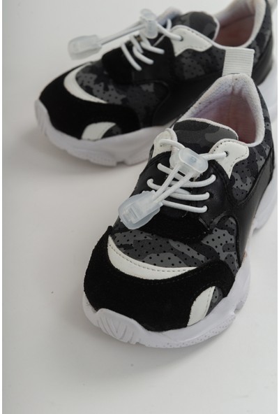 Minipicco Erkek Cocuk Siyah Ortopedik Destekli Spor Ayakkabı