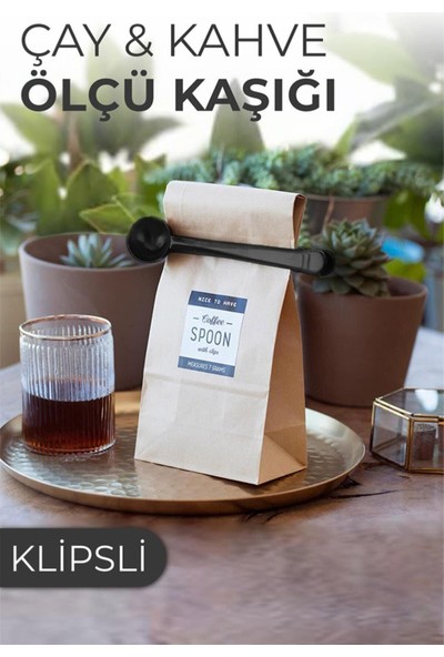 Homenıva Klipsli Kahve Ölçü Kaşığı - Siyah