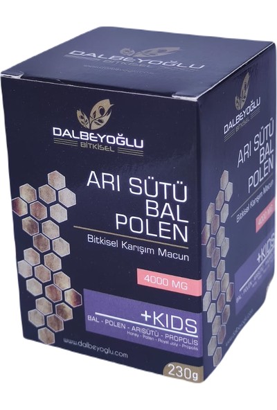 Dalbeyoğlu Bitkisel Arı Sütü Bal Polen Bitkisel Karışım Macun 230 gr 4000 Mg Kids Çocuk Dalbeyoğlu Bitkisel Arı Sütü Bal Polen Bitkisel Karışım Macun 230 gr 4000 Mg Kids Çocuk