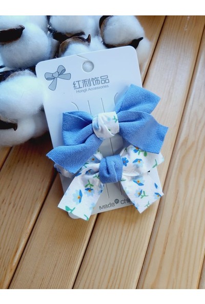EyER Shoping 2'li Çiçekli Kurdela Klips Toka Mavi EyER Shoping 2'li Çiçekli Kurdela Klips Toka Mavi