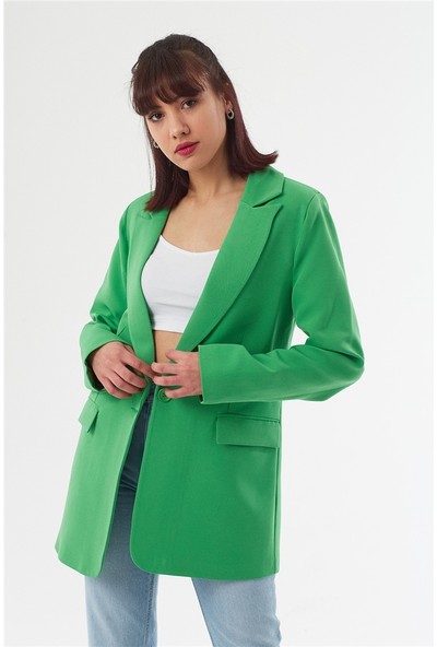 Nisan Tek Düğmeli Ceket Elma Yeşili N22-1422