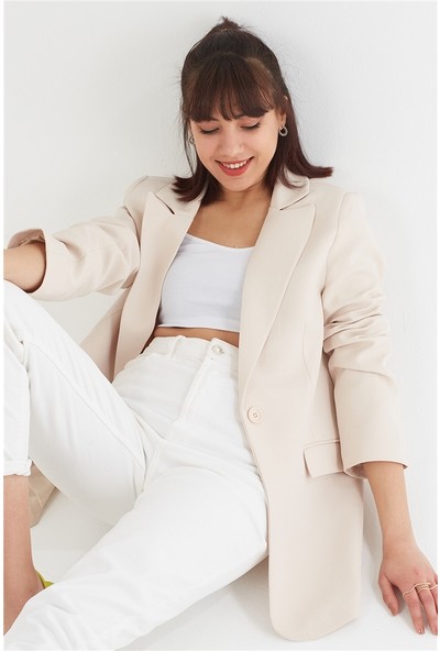 Nisan Tek Düğmeli Ceket Bej N22-1422 Nisan Tek Düğmeli Ceket Bej N22-1422