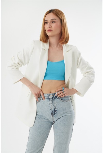 Nisan Tek Düğmeli Ceket Ekru N22-1422