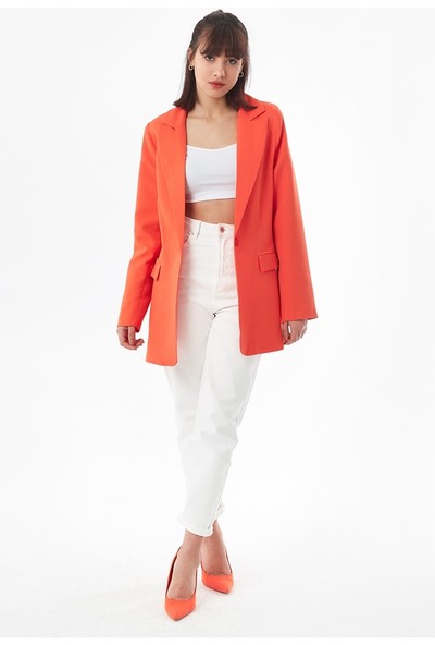 Nisan Tek Düğmeli Ceket Koyu Oranj N22-1422 Nisan Tek Düğmeli Ceket Koyu Oranj N22-1422