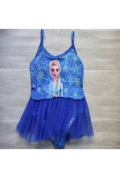 Rapapa Kız Çocuk Frozen Baskılı Tüllü Mayo Mavi 2705- Rapapa Kız Çocuk Frozen Baskılı Tüllü Mayo Mavi 2705-
