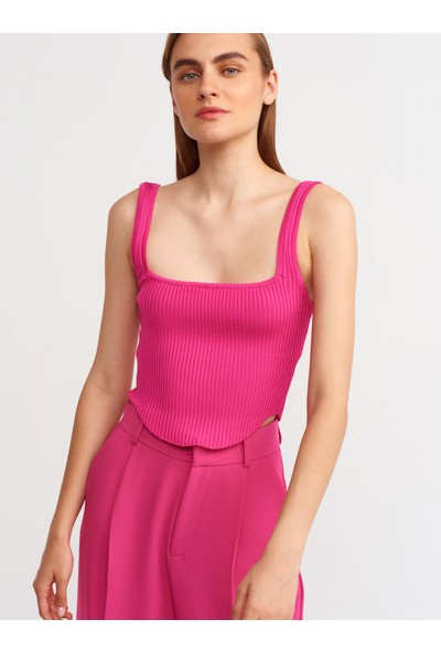 Dilvin 10217 Kare Yaka Triko Atlet-Fuşya Dilvin 10217 Kare Yaka Triko Atlet-Fuşya