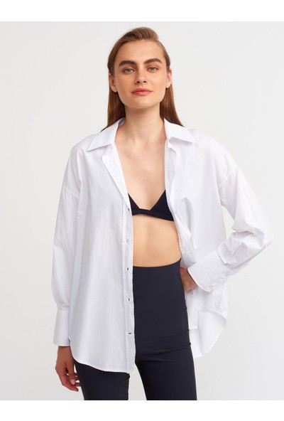 Dilvin 50144 Yakalı Gömlek-Beyaz