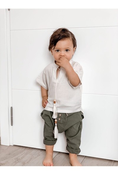 Ares Kids Fashion Ayaz Haki Takım Püskül Detaylı