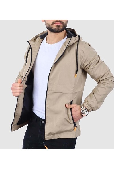 Casual Suit Erkek Bej Rüzgar ve Suya Dayanıklı Mevsimlik Mont