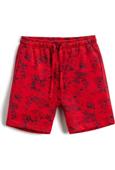 Koton Çiçek Baskılı Şort Beli Lastikli Cepli Diz Üstü Pamuklu