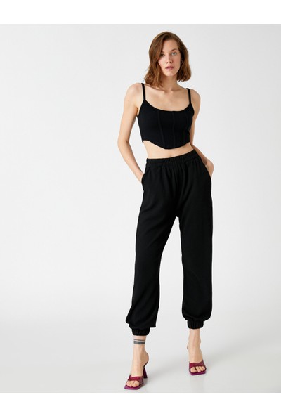 Koton Jogger Pantolon Beli Lastikli Cepli