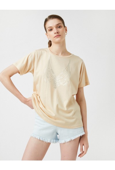 Koton Baskılı Tişört Bisiklet Yaka Kısa Kollu Modal Karışımlı