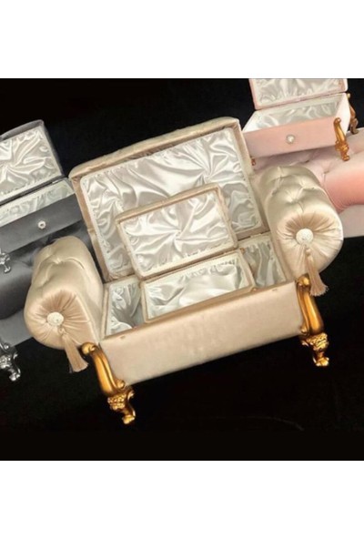 Ceyyiz Ahşap 3'lü Gelin Çeyiz Nişan Düğün Sandık Cappucino