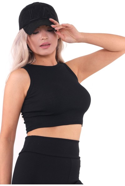 Original Kaşkorse Kumaş Likralı Sıfır Kol Crop Original Kaşkorse Kumaş Likralı Sıfır Kol Crop