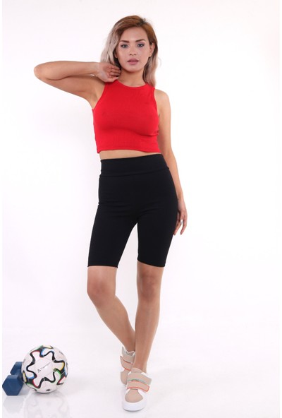 Kaşkorse Kumaş Likralı Sıfır Kol Crop Kaşkorse Kumaş Likralı Sıfır Kol Crop