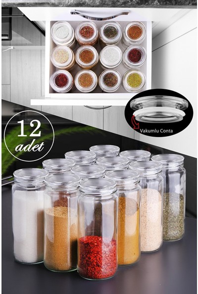 Elasya Hediyelik 12 Adet Büyük Boy Cam Kavanoz Seti - 500 ml