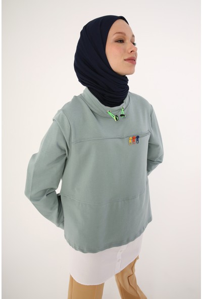 Renkli Fermuarlı Sweat Tunik