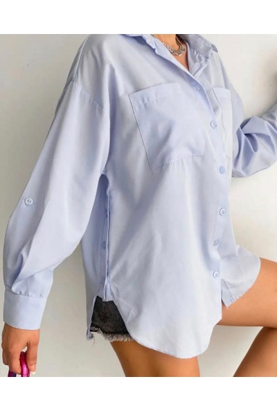 Sıla'nın Butiği Düğme Detaylarına Sahip Oversize Gömlek