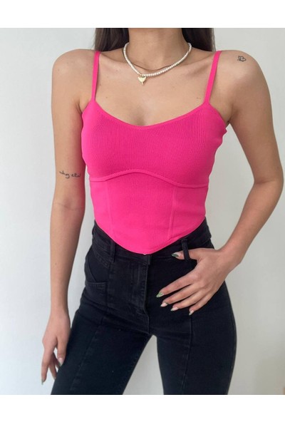 Özüm Moda Kadın Fuşya Crop Atlet Özüm Moda Kadın Fuşya Crop Atlet