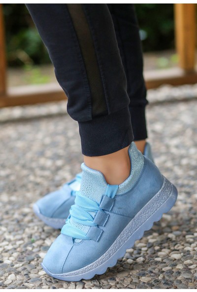 Shoecide Bebe Mavisi Süet Bağcıklı Spor Ayakkabı