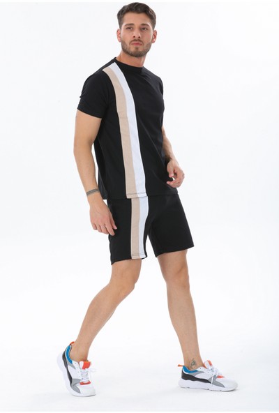 Sjalsfrande Dikey Çizgili Şort Alt-Üst Takım Kısa Şort