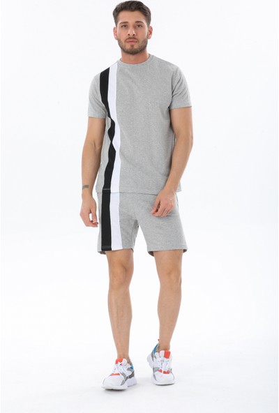 Sjalsfrande Dikey Çizgili Şort Alt-Üst Takım Kısa Şort