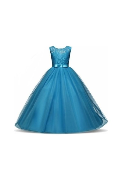 Yediel Buğra Bahar Tasarım ve Moda Petrol Mavisi Kız Çocuk Abiye Balo Parti Düğün Nişan Mezuniyet