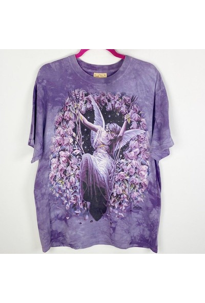 TouzModa Lila Renk Yıkamalı Fairy Girl Oversize Kalıp T-Shirt TouzModa Lila Renk Yıkamalı Fairy Girl Oversize Kalıp T-Shirt