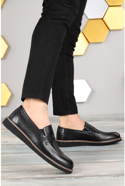 Ayakland 1106-A Rdw %100 Deri Günlük Erkek Comfort Ayakkabı Siyah
