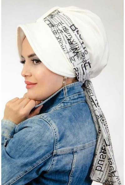 Karışık Cadde Beyaz Şapkalı Bone