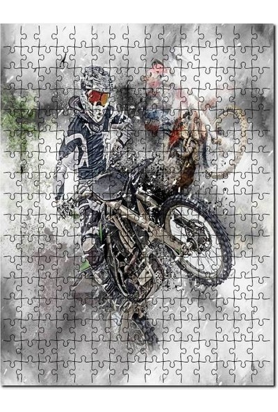 Cakapuzzle Motokros Spor Motosikletler Görseli 120 Parça Puzzle Yapboz Mdf (Ahşap)