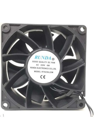 Runda 92X92X38MM 220V 4.6W 3600RPM Hidrolik Ec Fan