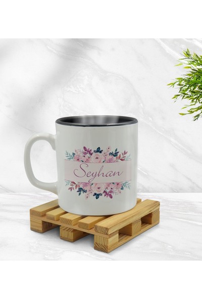 Kişiye Özel Çiçek Tasarımlı Içi Siyah Renkli Kupa Bardak Model 22 Kişiye Özel Çiçek Tasarımlı Içi Siyah Renkli Kupa Bardak Model 22