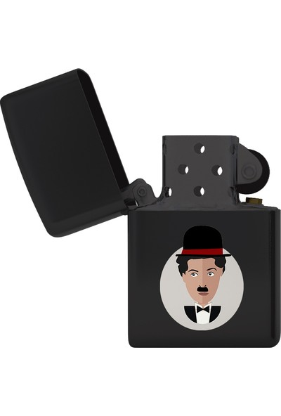 Hero Tasarım Charlie Chaplin Baskılı Siyah Çakmak BLL1099 Hero Tasarım Charlie Chaplin Baskılı Siyah Çakmak BLL1099
