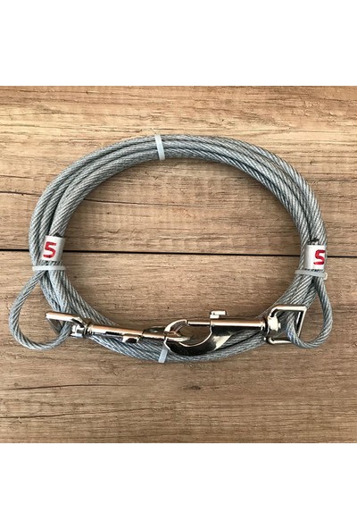 Lidersan Çelik 6 mm 5 M Köpek Bahçe Bağlama Halatı Lidersan Çelik 6 mm 5 M Köpek Bahçe Bağlama Halatı