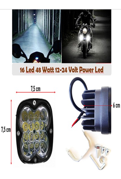 Reycar 2 Adet 16 LED Projektör Sis Farı Araba Lamba Off Road Motosiklet RY226397 Reycar 2 Adet 16 LED Projektör Sis Farı Araba Lamba Off Road Motosiklet RY226397