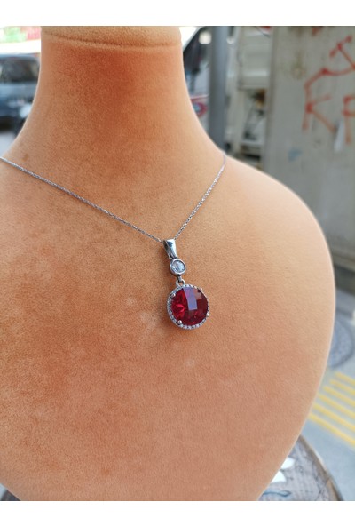 Firuze Gümüş Kırmızı Taşlı Gümüş Kolye Firuze Gümüş Kırmızı Taşlı Gümüş Kolye