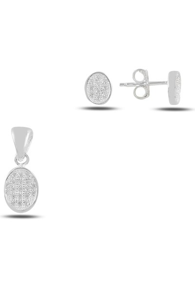 Kutaydan Gümüş Zirkon Taşlı Set